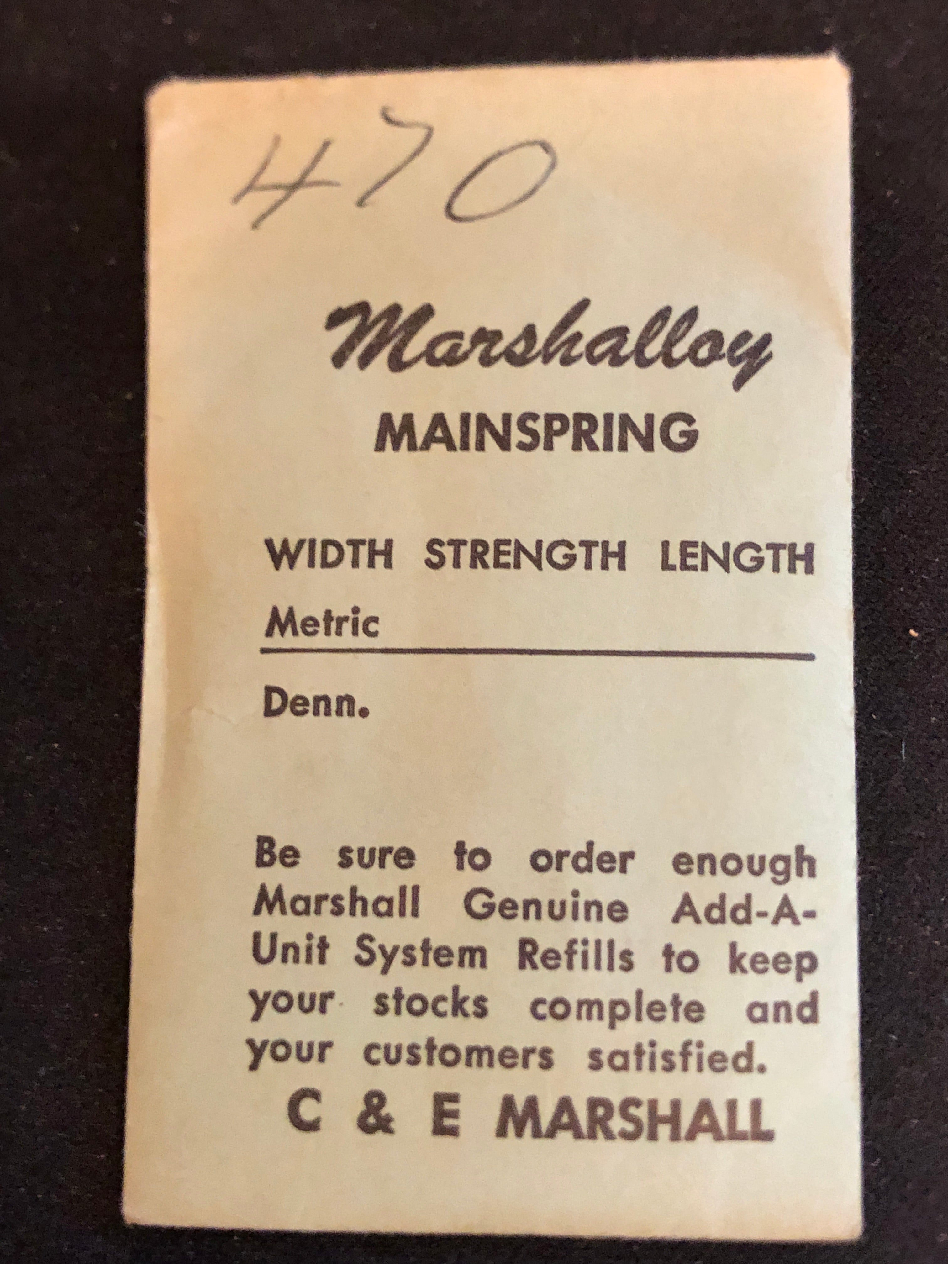 Marco Marshalloy Mainspring #470 for Hamilton 14/0s No. 717440 - Alloy ...