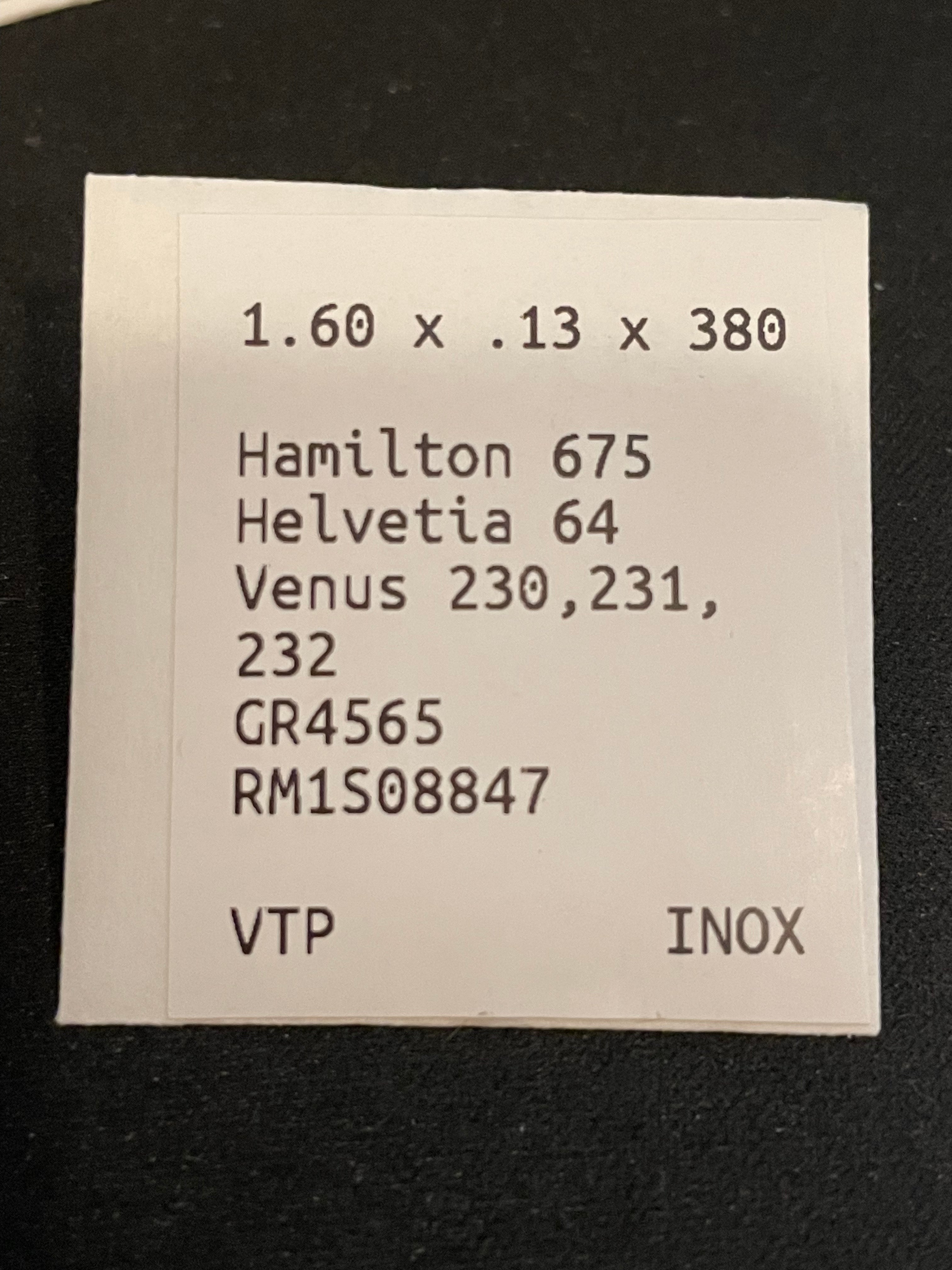 Alloy Mainspring for Hamilton 675, Venus 230, 231, 232, Helvetia 64 ...