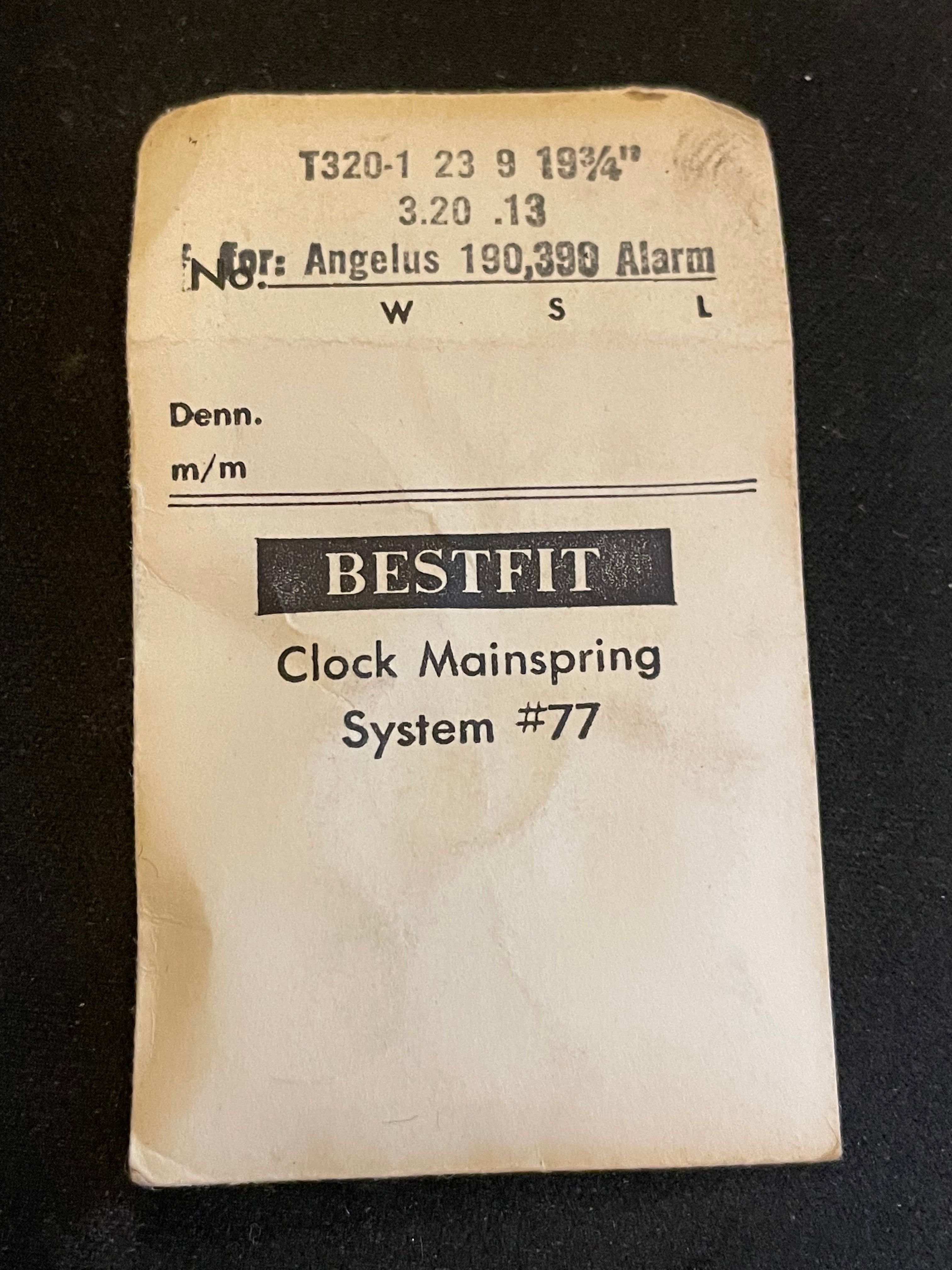 BESTFIT Mainspring T320-1 for Angelus Alarm / Travel Clock caliber 190 ...