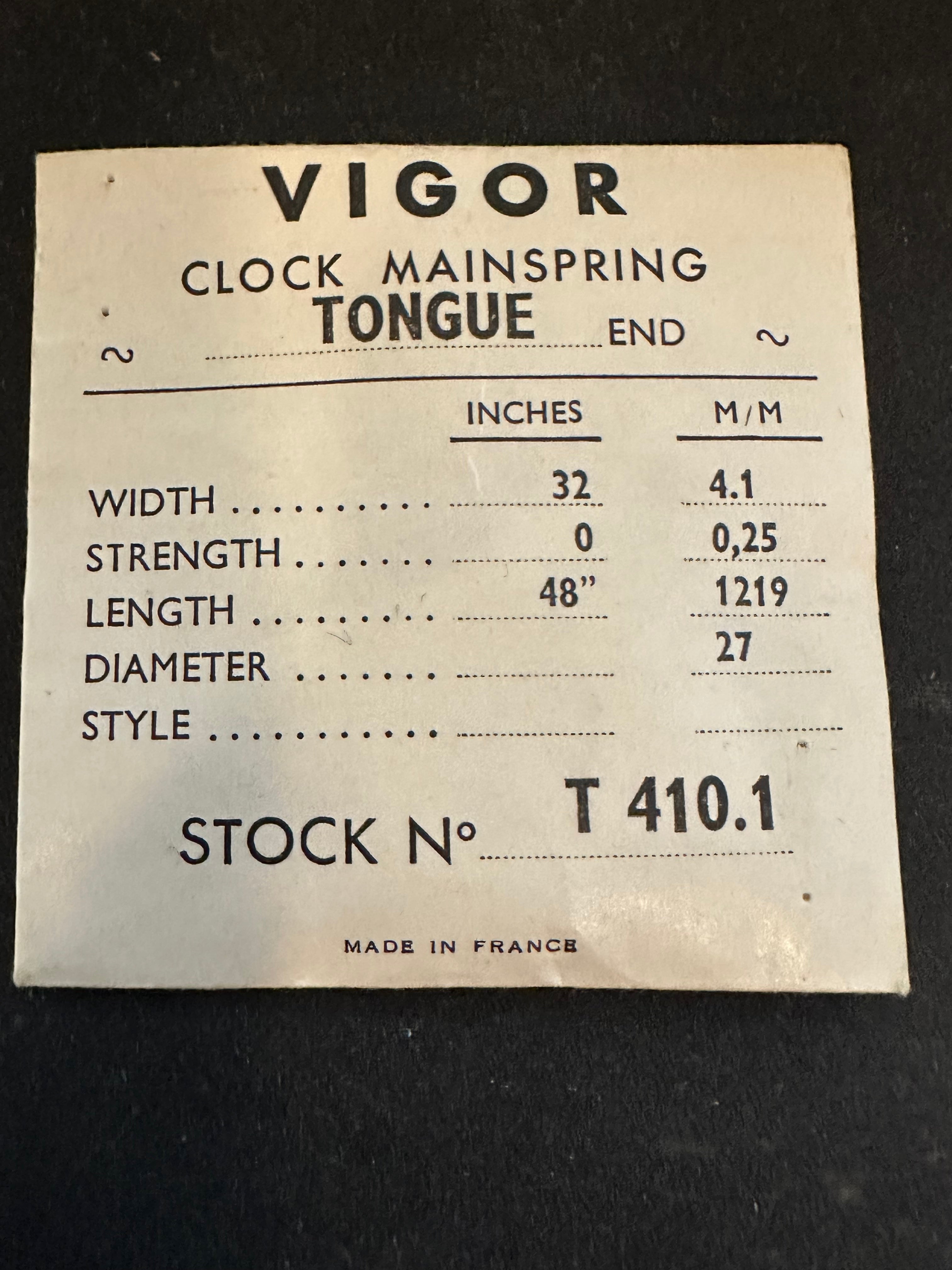 Vigor TONGUE End Clock Mainspring - 32 x 0 x 48" Long - T 410.1 ...