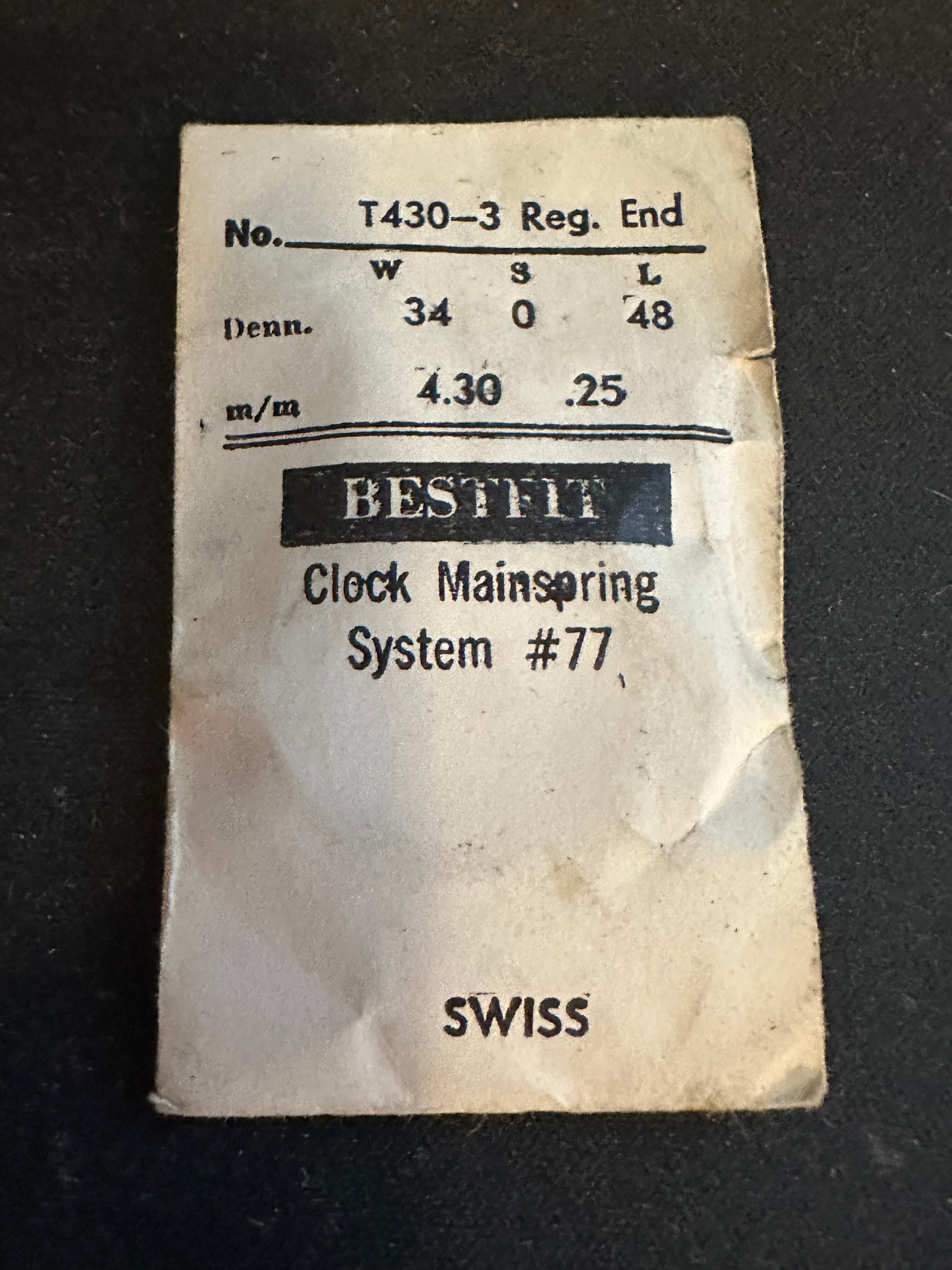 BESTFIT Mainspring for SWISS 8-day Alarm / Car Clock 4.30mm x .25mm ...