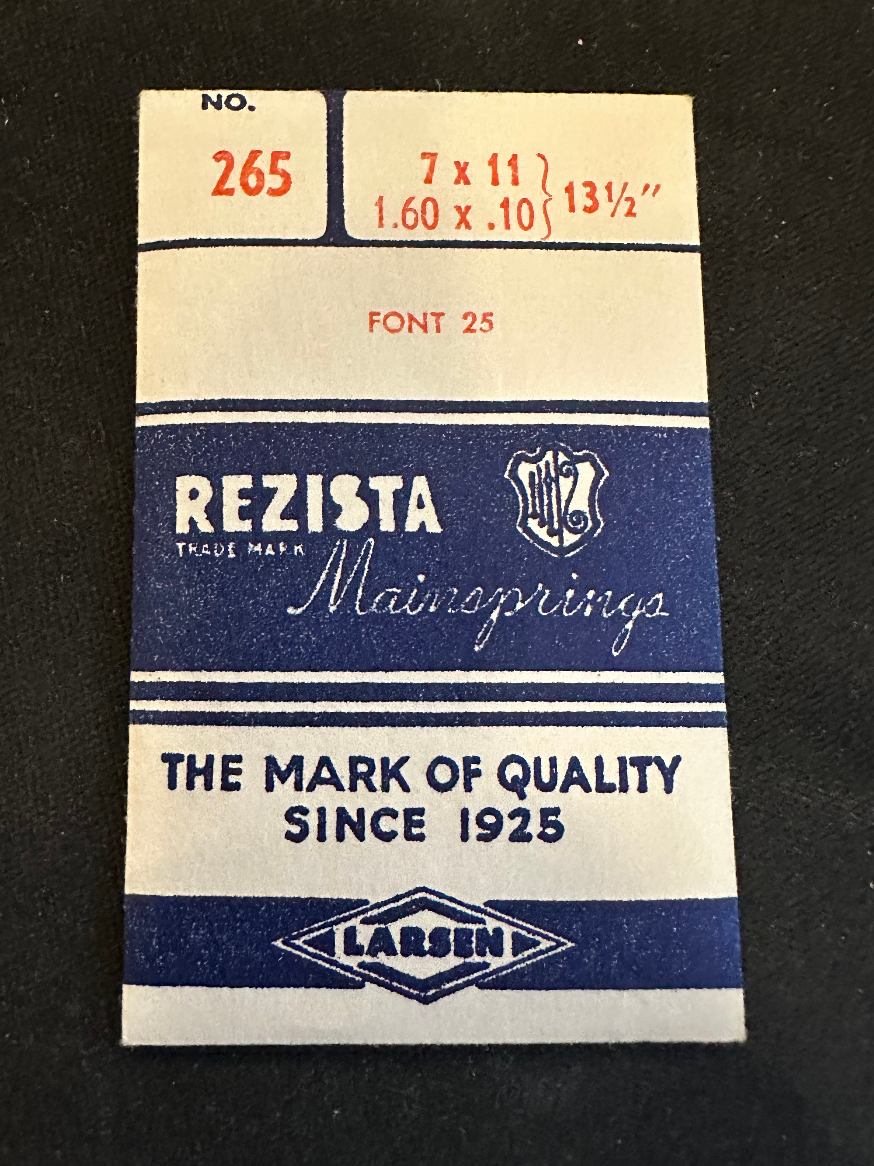 Rezista Mainspring No. 265 for Font 25 - Steel – Vintage Time Parts