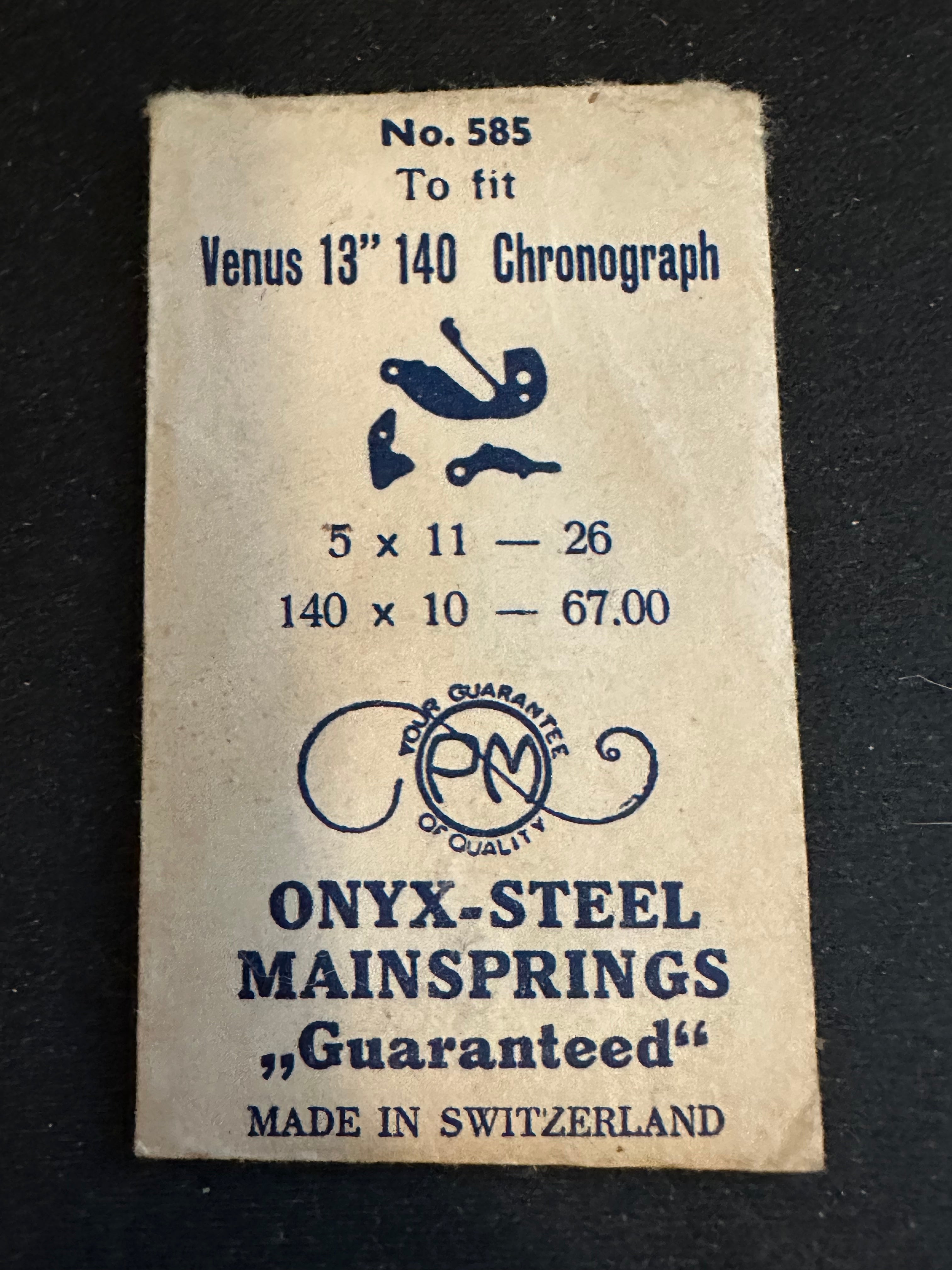 PM Mainspring #585 for Venus 140 Chronograph movements - Steel ...