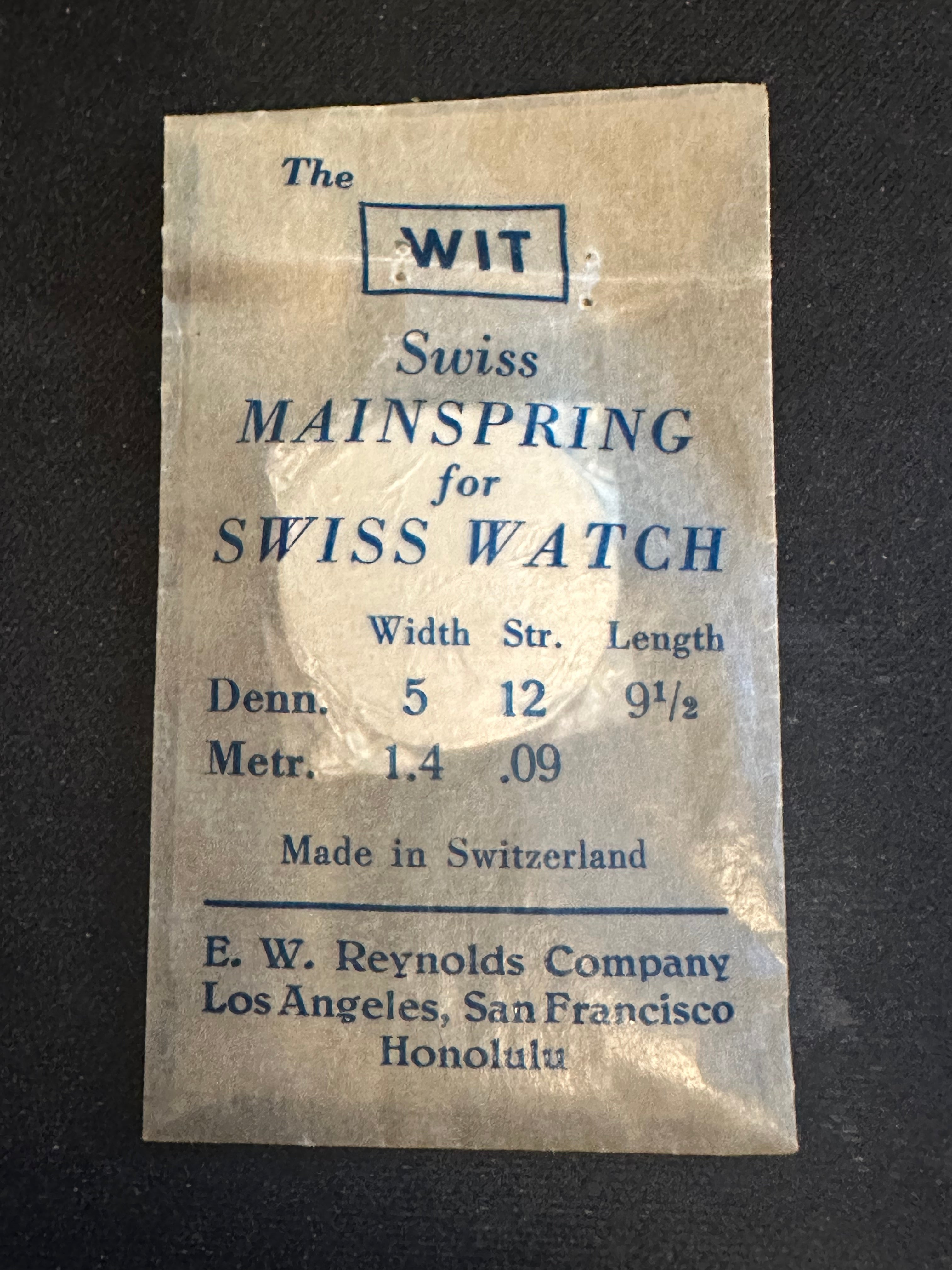 WITT Mainspring for Buser 20, Phenix 89, 93, 250, 253 - Steel – Vintage ...
