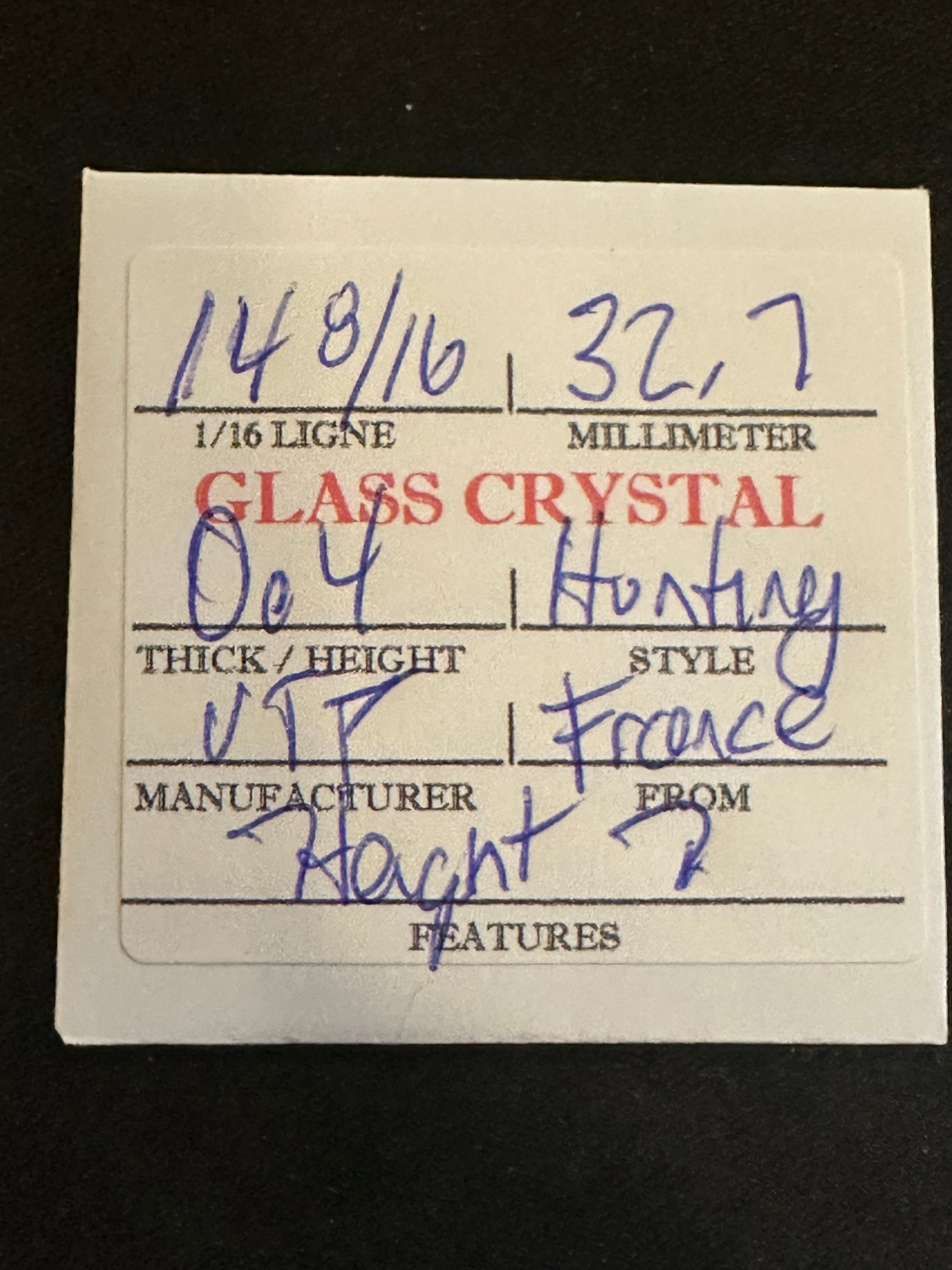 VTF Vintage Glass Hunting Case Watch Crystal 14-8/16 (~32.7mm) - NOS ...