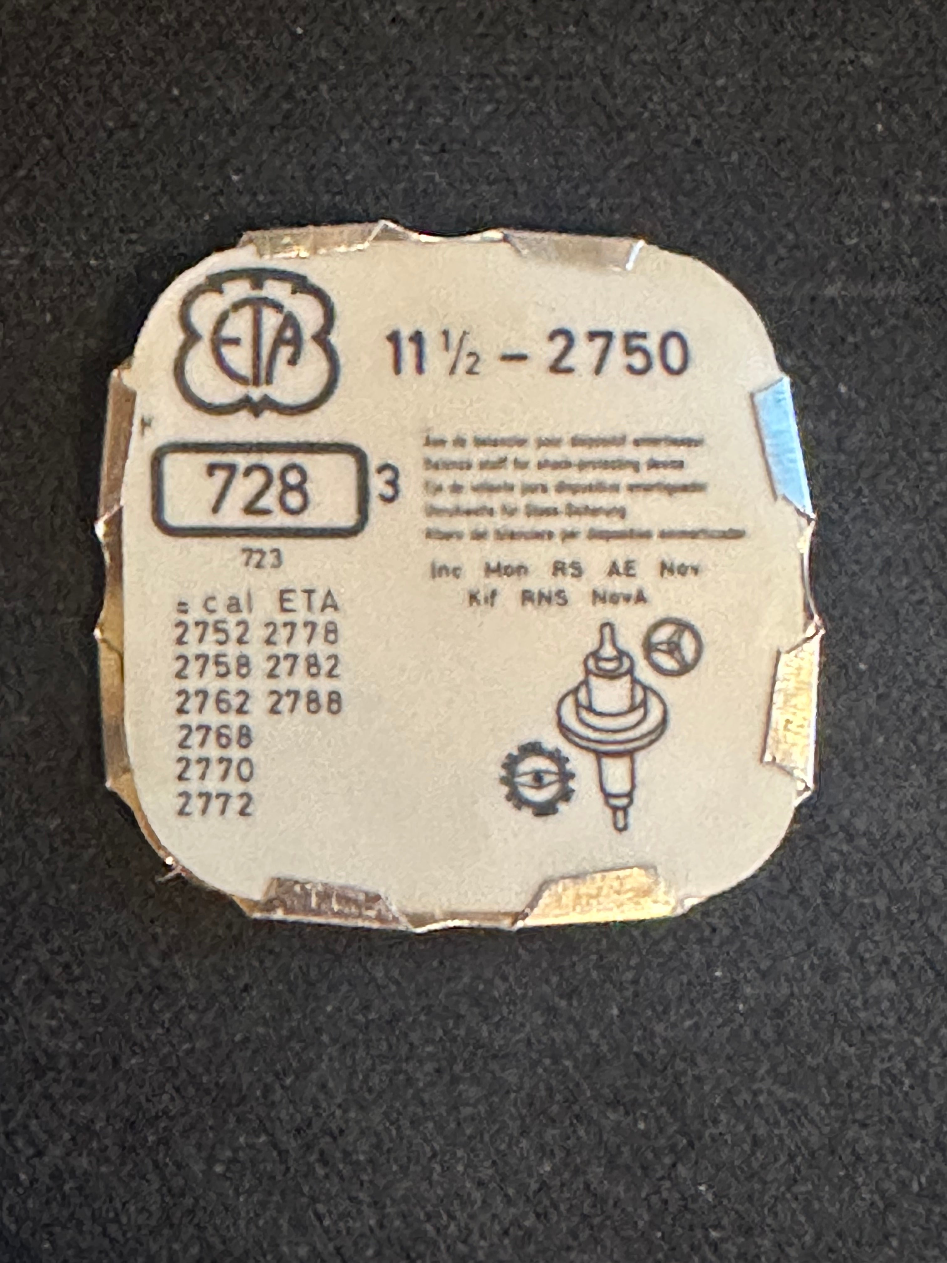 Ebauches SA Balance Staffs (3) for ETA 11½ ligne caliber 2750 & varian ...